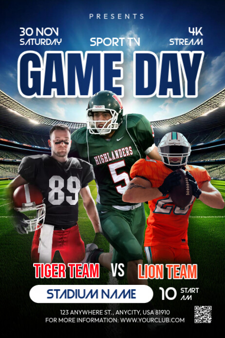 Copy of Football Game Day Sport Event Poster Flyer | PosterMyWall