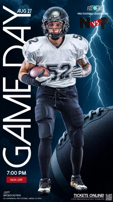 Football game day watch party announcement design Template | PosterMyWall