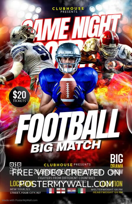 FOOTBALL GAME Template | PosterMyWall