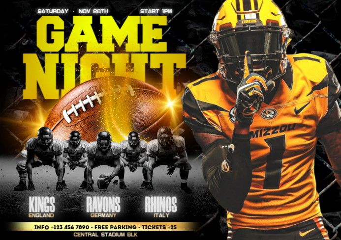 Football Game Night Event Flyer Template | PosterMyWall