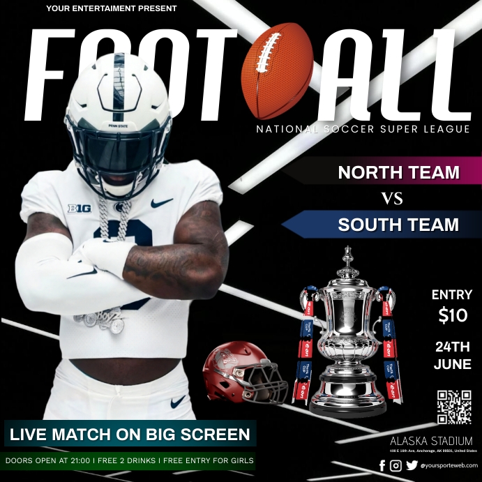 Football instagram tournament poster Template | PosterMyWall