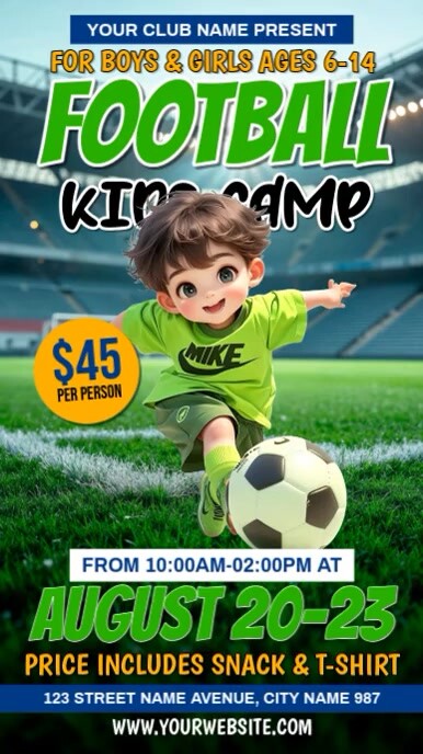 Football kids Camp Ads Template | PosterMyWall