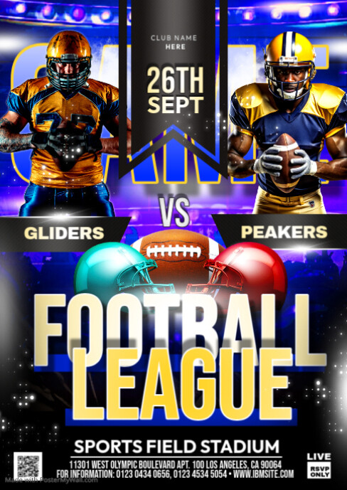 FOOTBALL LEAGUE Template | PosterMyWall