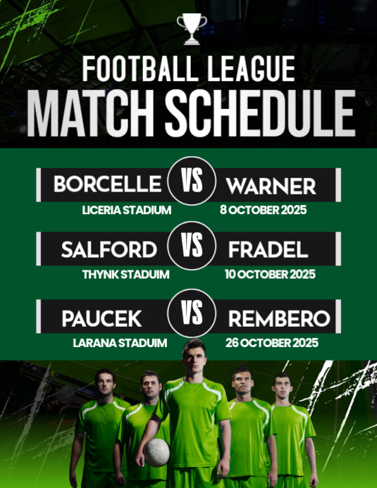 Football League Match Schedule Template | PosterMyWall