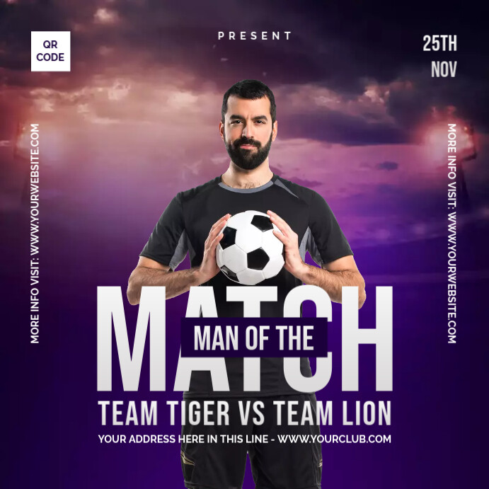 FOOTBALL MAN OF THE MATCH POSTER Template | PosterMyWall