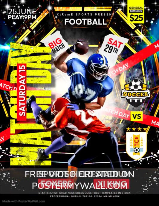 FOOTBALL MATCH DAY Template | PosterMyWall