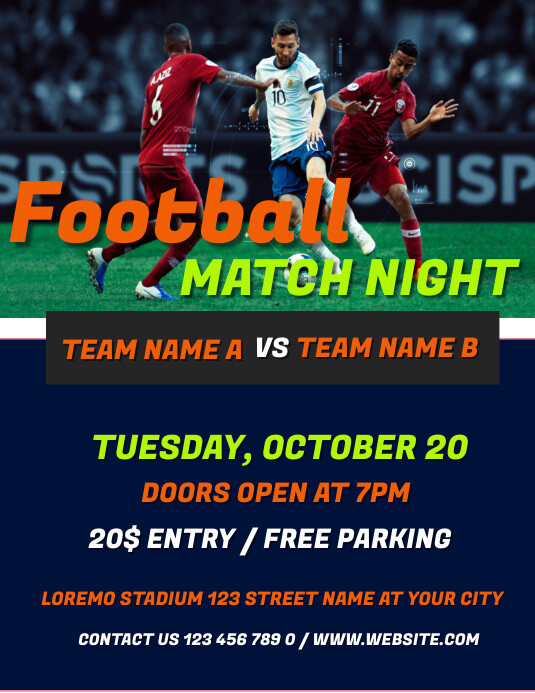 Football Match Night Sport Flyer Template | PosterMyWall