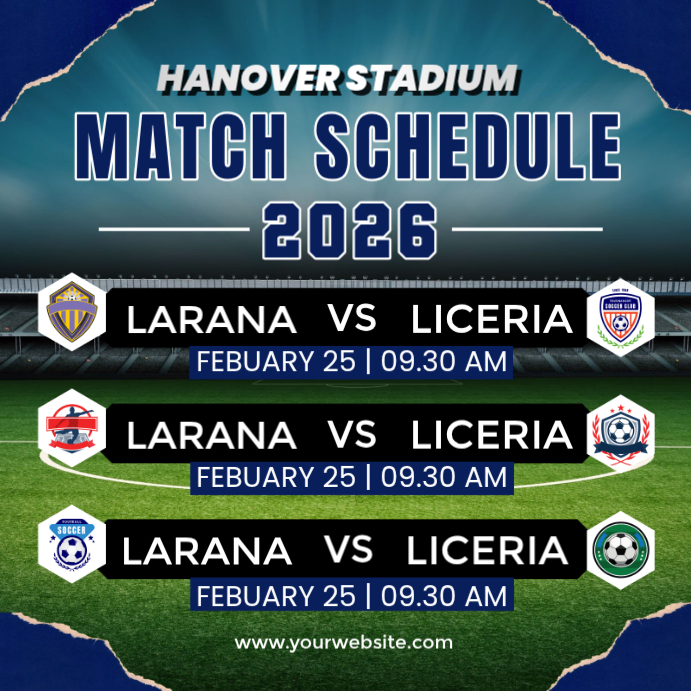 Football Match Schedule 2026 Template | PosterMyWall