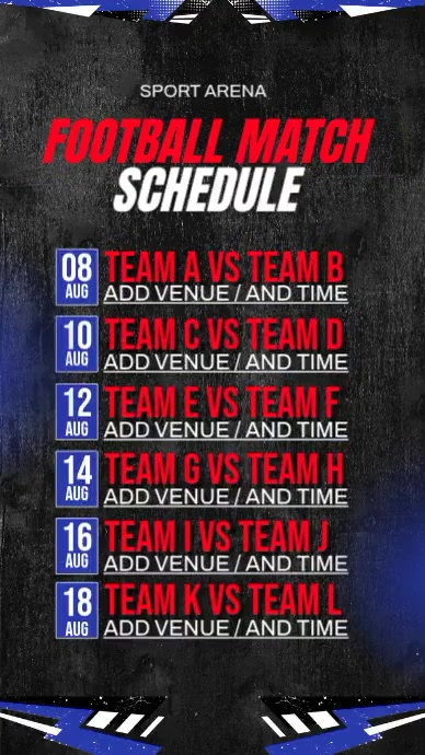 Football Match Schedule Ads Template | PosterMyWall