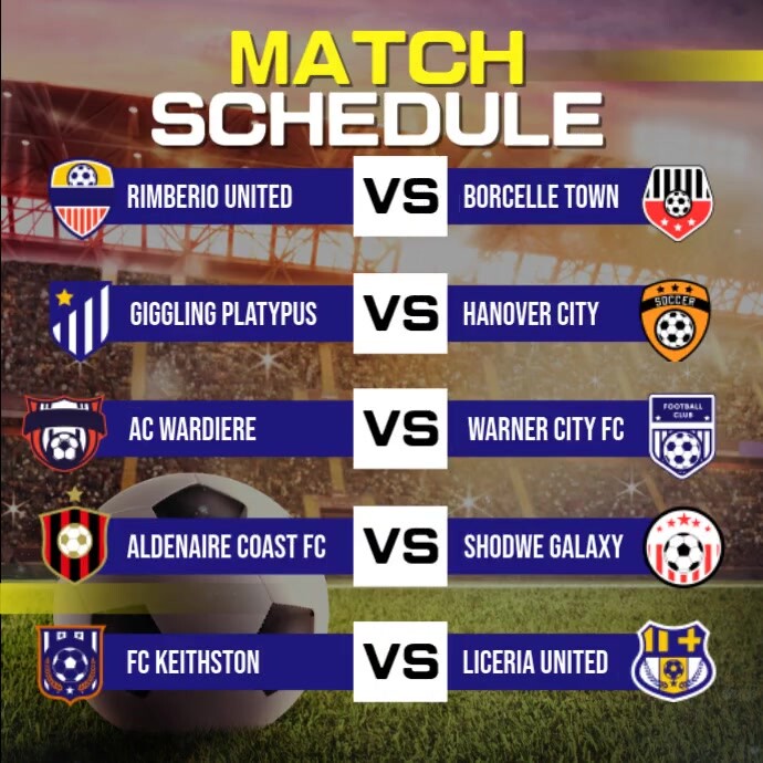 Football Match Schedule Template | PosterMyWall