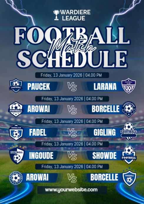 Football Match Schedule Flyer Template | PosterMyWall