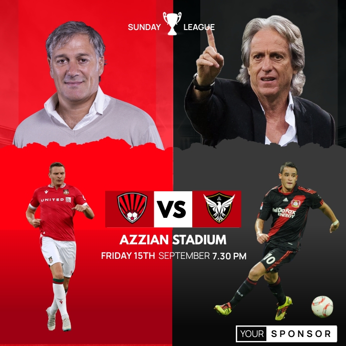 Plantilla de Football Match Template Black red | PosterMyWall