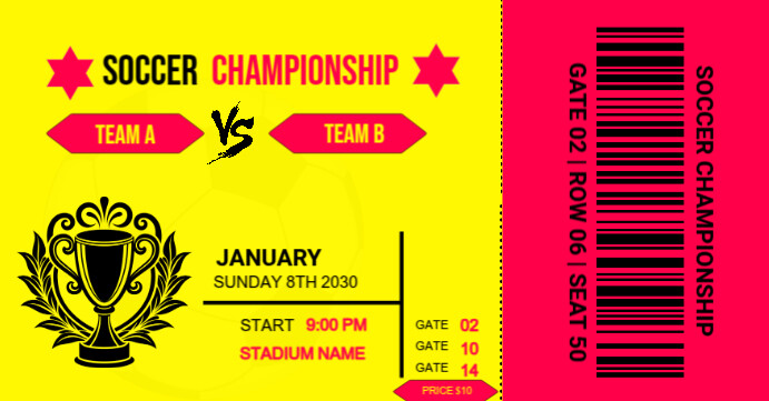 Football Match ticket Template | PosterMyWall