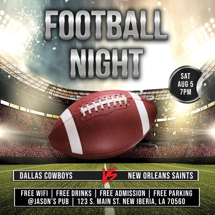 Copy of FOOTBALL NIGHT SPORTS FLYER TEMPLATE | PosterMyWall