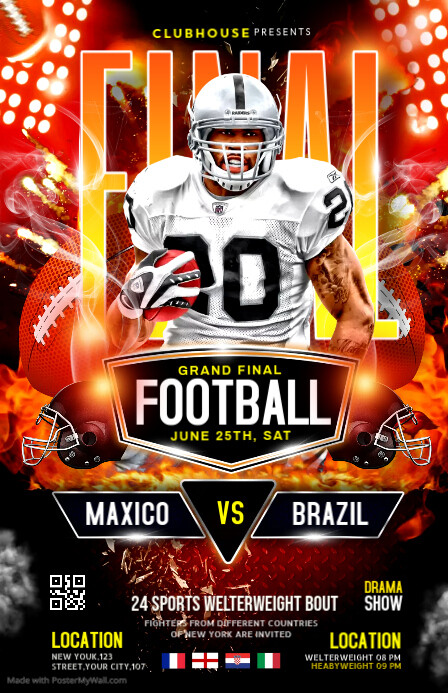 FOOTBALL POSTER Template | PosterMyWall