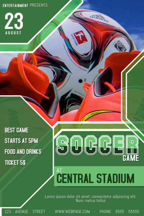 football soccer game flyer template | PosterMyWall