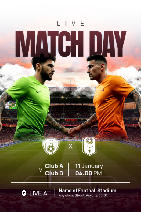 Football Soccer Match Day Poster Flyer Template | PosterMyWall