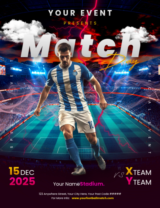 Football Soccer Match Day Poster Template | PosterMyWall