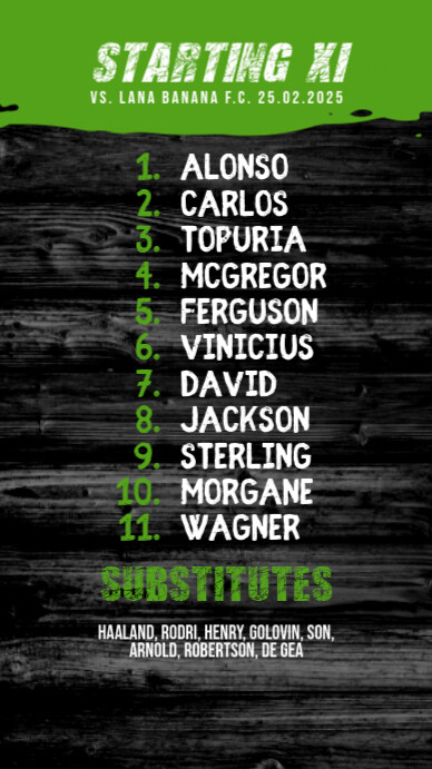 Football Soccer Team Squad List Predicted Line-Up Template | PosterMyWall