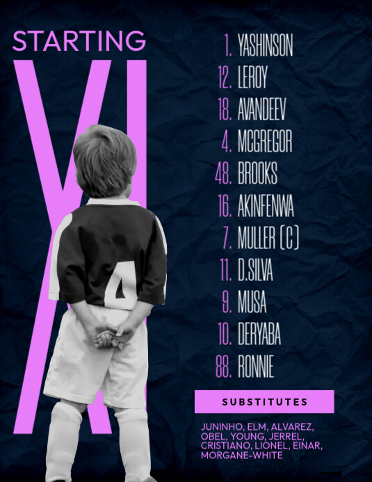 Modèle Football Soccer Team Squad Starting Line-Up | PosterMyWall