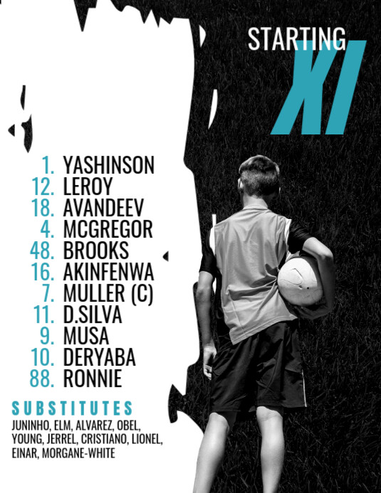 Football Soccer Team Squad Starting Line-Up Flyer Template | PosterMyWall
