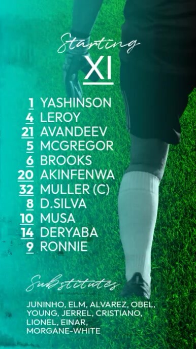 Football Soccer Team Squad Starting Line-Up Instagram Video Template ...