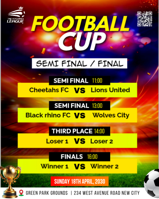 Football Soccer Tournament cup finals matches fixtures schedule program ...
