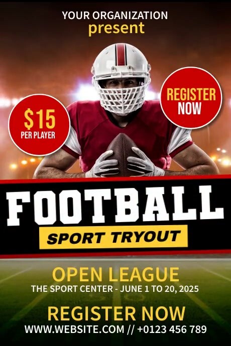 Plantilla de Football Sport Tryout | PosterMyWall