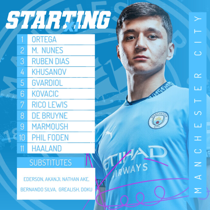 Copy of Football Starting eleven Lineup Design Templates | PosterMyWall