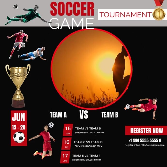 football tournament anouncement flyer templat Template | PosterMyWall