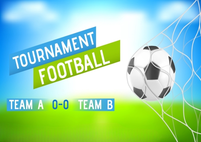 Copy of football tournament banner with ball in goal | PosterMyWall