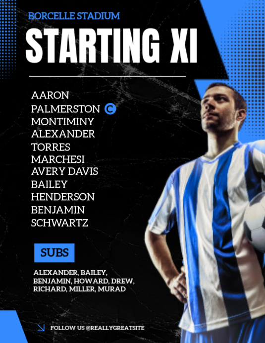 Football tournament starting lineup Template | PosterMyWall