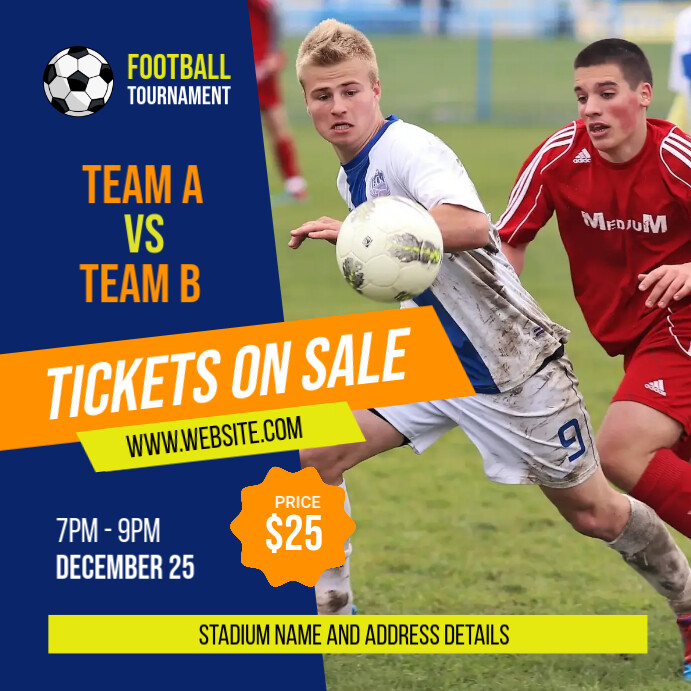 Football Tournament Ticket Sale Ad Template | PosterMyWall