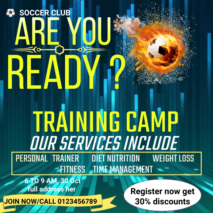 Plantilla de Entrenamiento de Fútbol | PosterMyWall