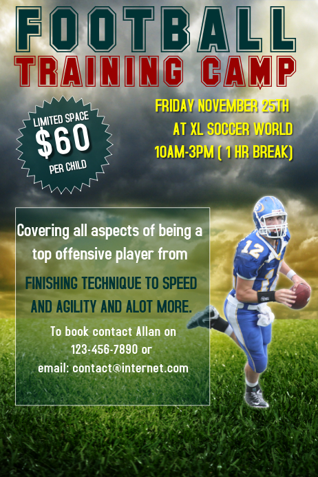 Copy of Football Training Poster Template | PosterMyWall