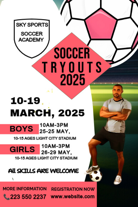 Copy of Football tryout academy training design flyer | PosterMyWall
