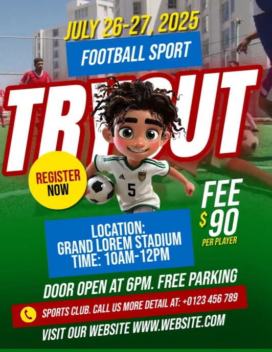 Copy of Football Tryout Ads | PosterMyWall