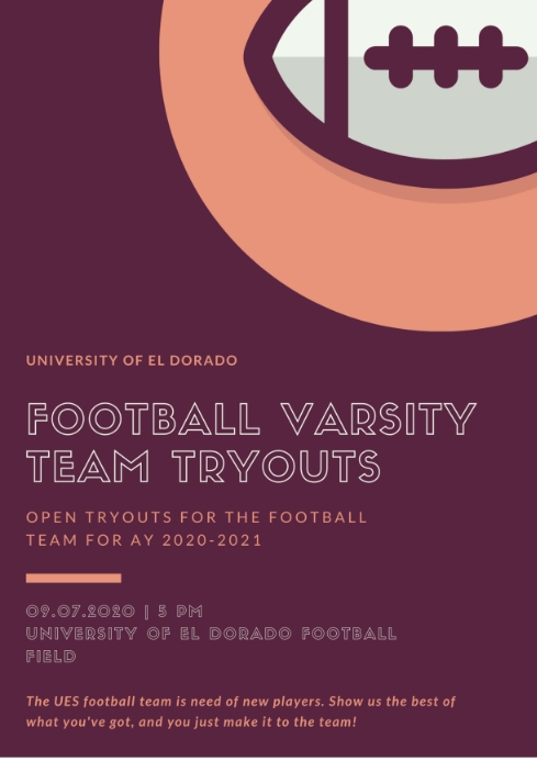 FOOTBALL TRYOUT Template | PosterMyWall