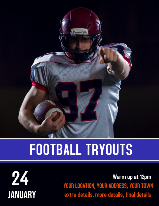Football team Tryouts poster Template | PosterMyWall