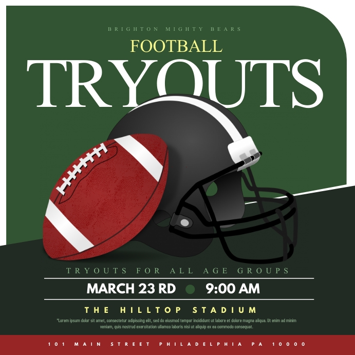 Football Tryouts Template | PosterMyWall