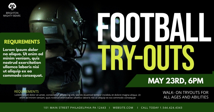 Copy of Football Tryouts | PosterMyWall
