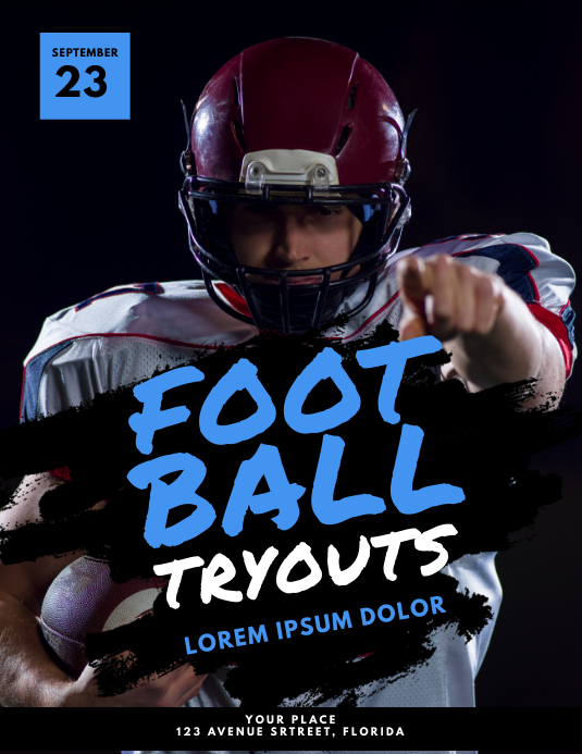 Copy of Football Tryouts Flyer Template | PosterMyWall