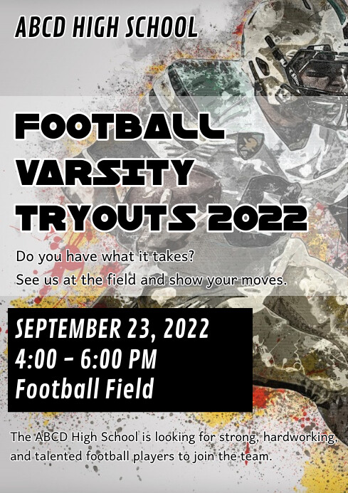 Football Tryouts Poster Templat | PosterMyWall