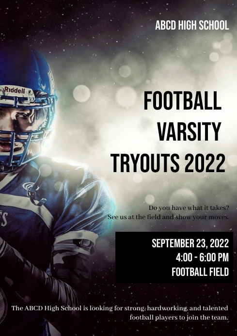 Football Tryouts Poster Template | PosterMyWall