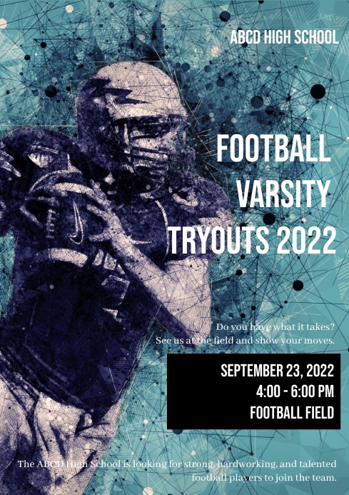 Football Tryouts Poster Template | PosterMyWall