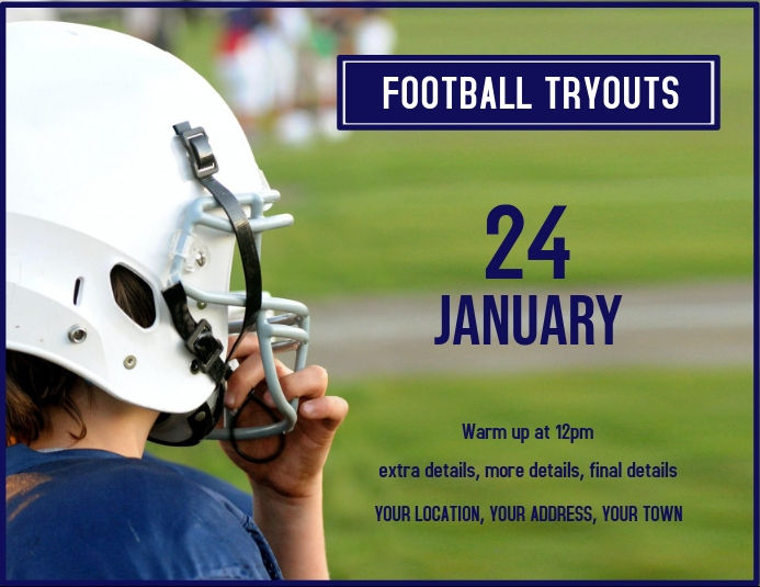 Football Tryouts poster flyer Template | PosterMyWall