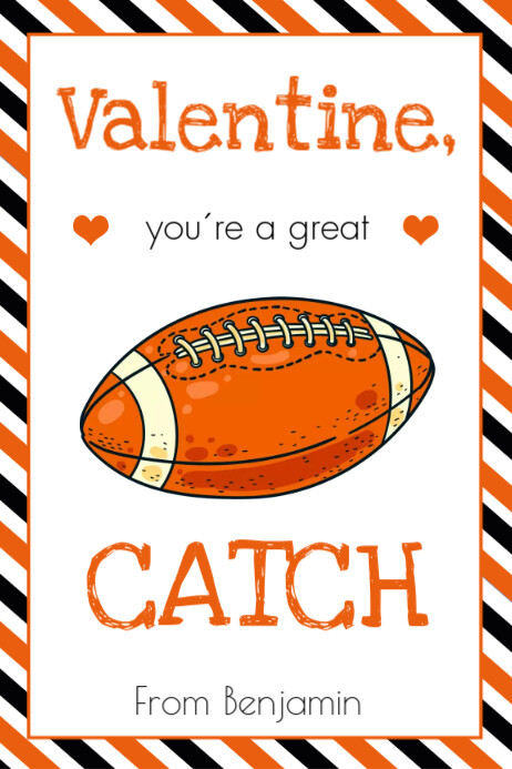 Football Valentine’s Day Tag Template | PosterMyWall