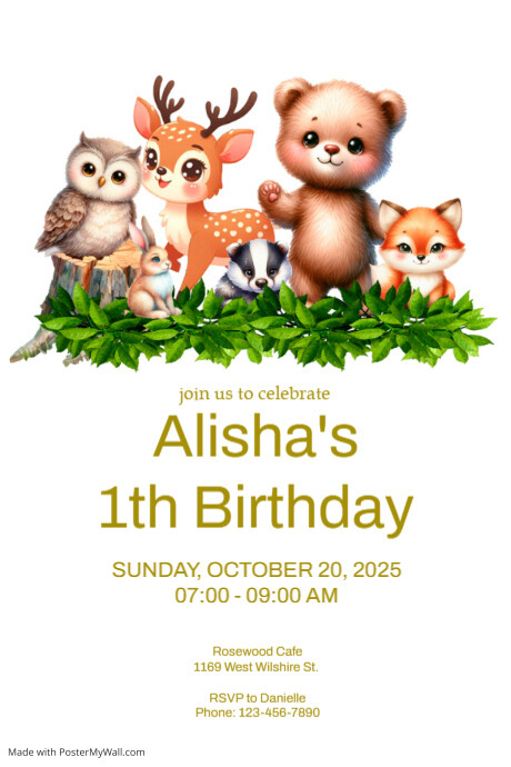 Forest Animals Birthday Invitation Template | PosterMyWall