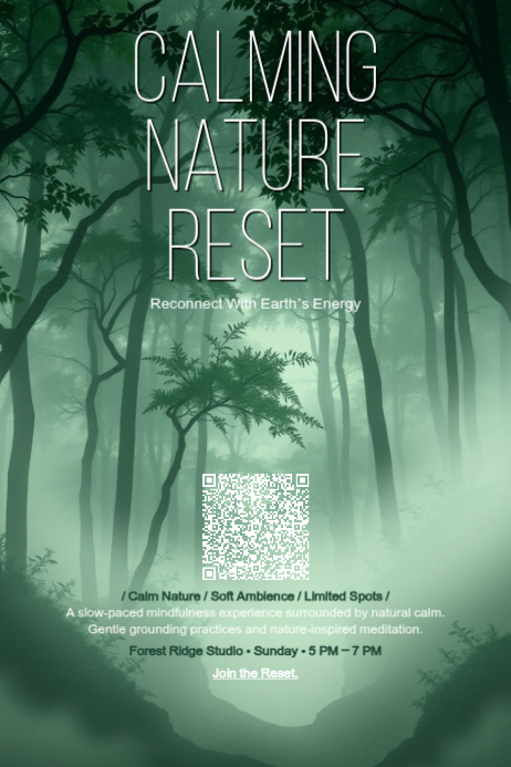 Forest Mist Wellness Reset Poster Template for Calm Nature-Themed ...