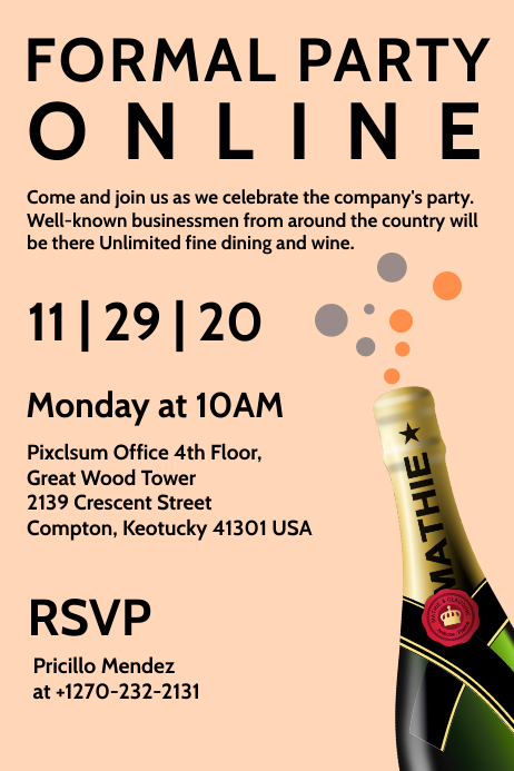 Copy of Formal Party online Template | PosterMyWall